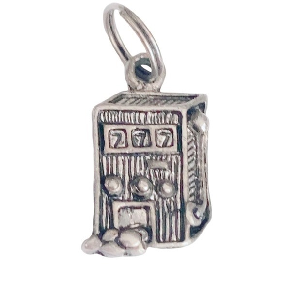 Jewelry | Casino Machine 777 Silvertone Charm Pendant | Poshmark